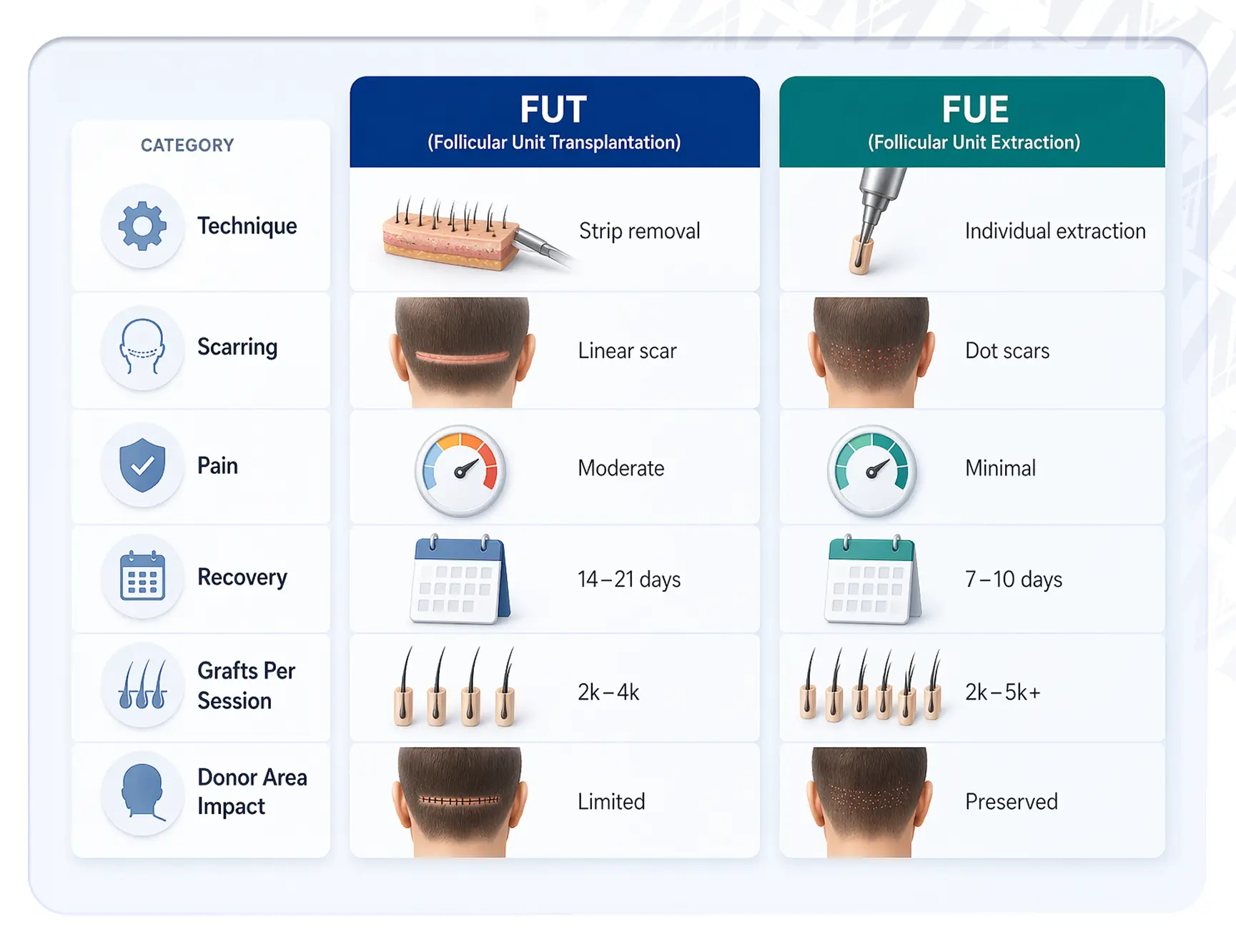 FUT vs FUE Hair Transplant: Key Differences (2026) - Medart Hair